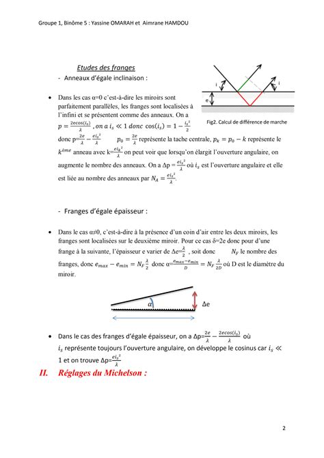 Solution Practical Work Correction Optics I Ii Michelson