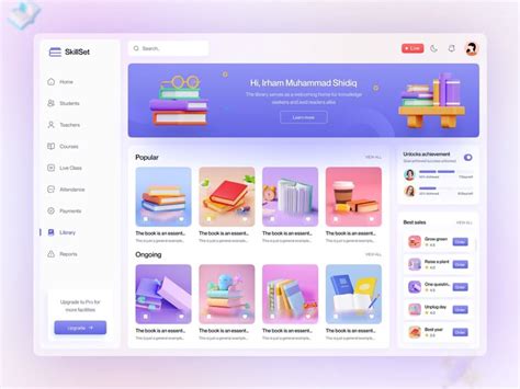 Online Course Library Page Modèle De Site Web Intranet Design