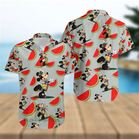 Mickey Mouse Hula Watermelon Grey 80s Hawaiian Shirt Hoodie Sweater Long Sleeve And Tank Top