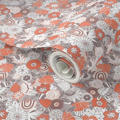 Whimsical Floral Summer Ginger Ss Wallpaper Spoonflower