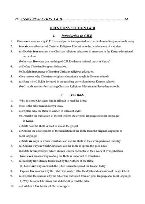 Cre Topical Questions And Answers For Form 1 To Form 4