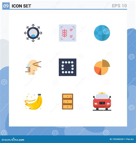 Pictogram Set Of 9 Simple Flat Colors Of Chart Layout Internet Provider Leader Stock Vector