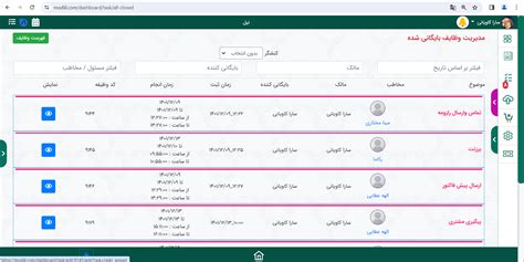 فهرست وظایف Info Modiil