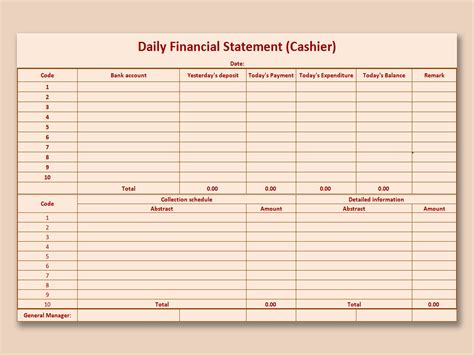 Excel Of Daily Financial Statement Xls Wps Free Templates