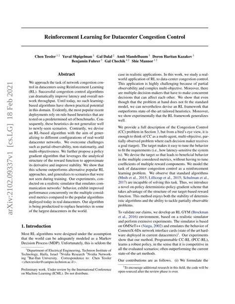 Pdf Reinforcement Learning For Datacenter Congestion Control