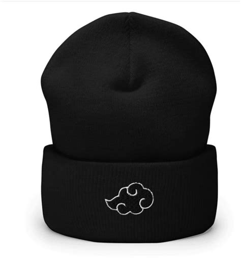 Black Akatsuki Cloud Beanie Embroidered Akatsuki Cloud Symbol Naruto