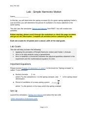 Lab Simple Harmonic Motion Analysis Course Hero