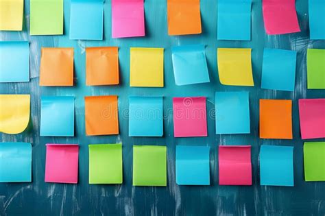 Colorful Sticky Notes On A Blue Background Brainstorming Organization Planning And Project