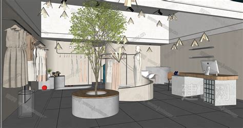侘寂风服装店模型su模型下载 Id109466709 建e网su模型