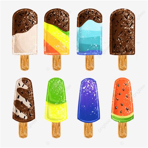아이스 캔디 여름 아이스크림 귀여운 음식 스티커 일러스트 세트 아이스바 아이스크림 아이스팝 Png 일러스트 및 Psd 이미지 무료 다운로드 Pngtree