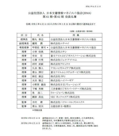 役員名簿 JIIMAについて JIIMA 公式サイト