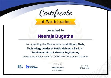 Attended Masterclass On Software Engineering By Mr Ritesh Shah Neeraja Bugatha Posted On The