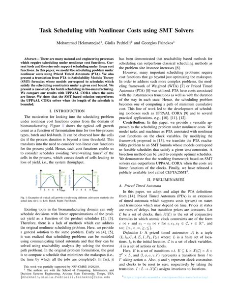 Pdf Task Scheduling With Nonlinear Costs Using Smt Solvers
