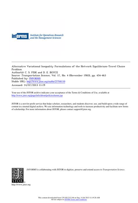 Pdf Alternative Variational Inequality Formulations Of The Network