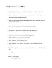 MLA Quiz And Words To Avoid Quiz 3 2 Docx MLA Quiz Words To Avoid Quiz 1 At The Beginning