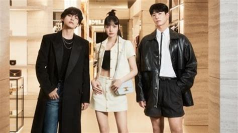 Bts V Blackpinks Lisa And Bogum Pose Together At Celine Pop Up See Unseen Pics Of Iconic