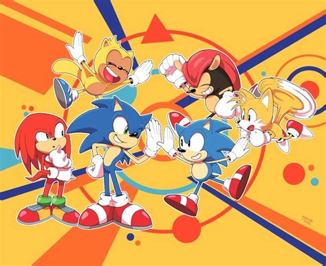 Sonic The Hedgehog Tails Knuckles The Echidna Mighty The Armadillo And Ray The Flying