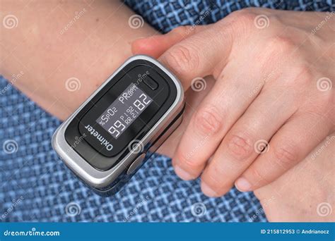 Woman With Oximeter Is Measuring Oxygen Saturation And Pulse Stock Image Image Of Oxygen
