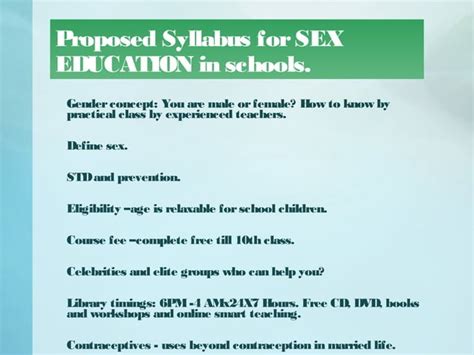 Syllabus For Sex Education In Schools Ppt