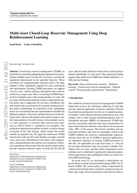 PDF Multi Asset Closed Loop Reservoir Management Using Deep Reinforcement Learning