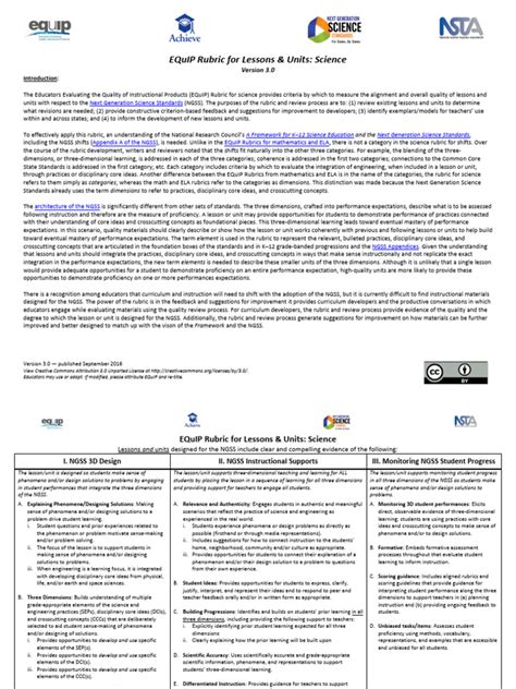 Equip Rubric Essential Physics Pdf