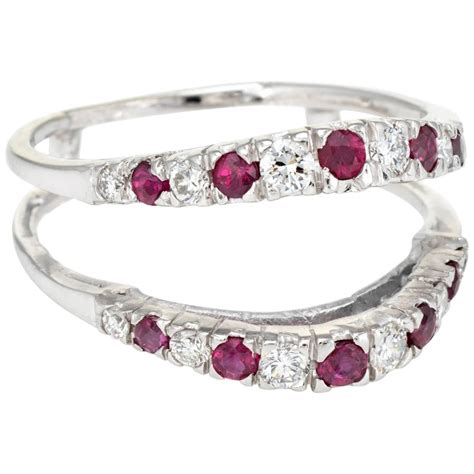 Diamond Ruby Wedding Ring Guard Wrap 14 Karat White Gold At 1stdibs Ruby Wedding Rings Ruby