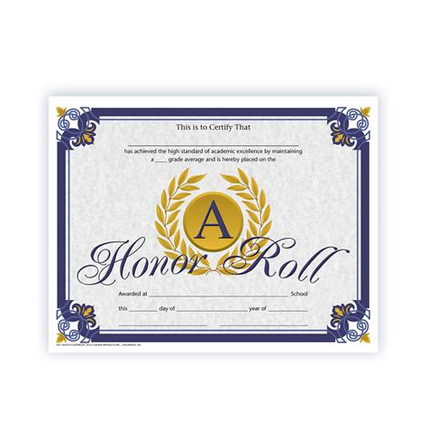 Hayes A Honor Roll Certificate Academic Achievement Awards For