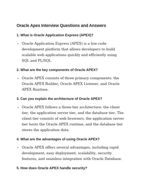 oracle apex interview questions and answers pdf databases pl sql