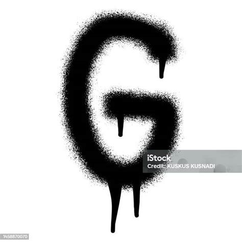 낙서 글꼴 알파벳 G와 검은 스프레이 페인트 벡터 그림입니다 0명에 대한 스톡 벡터 아트 및 기타 이미지 0명 거리 예술 검은색 Istock