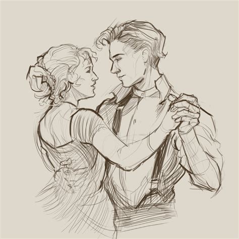 Couple Dancing Romantic Drawing