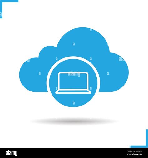 Cloud Storage Laptop Icon Drop Shadow Silhouette Symbol Cloud Computing Negative Space