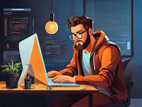 Premium Photo Developer At Computer Engineer Coding Hacker Concept