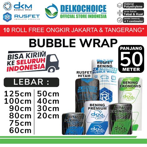 Jual Plastik Bubble Wrap Packing 50m Rusfet Dkm Tebal Bubblewrap Roll