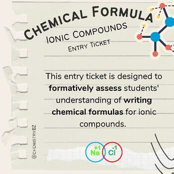 Ionic Bonding Formula Writing Entry Ticket By Chemistry BZ TPT