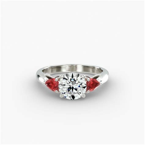 Platinum Three Stone Pear Shaped Ruby Engagement Ring 11157p