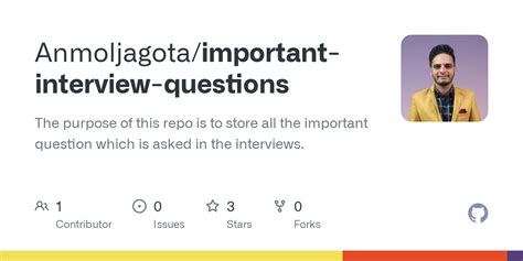 Github Anmoljagotaimportant Interview Questions The Purpose Of This