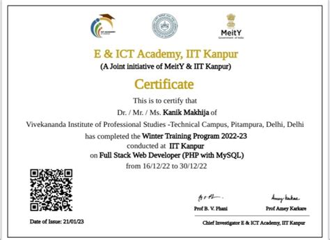 Webdevelopment Iitkanpur Technology Training Experience