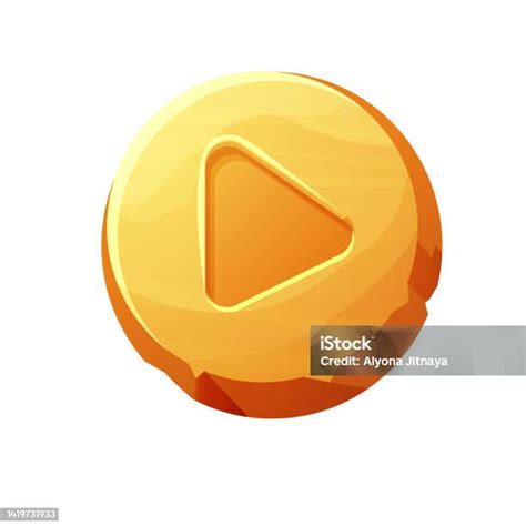 골든 플레이 또는 흰색 배경에 고립 된 재미있는 만화 스타일의 시작 버튼 게임 메뉴 인터페이스 디자인 Ui 자산 벡터 일러스트 레이 션 누름 버튼에 대한 스톡 벡터 아트 및