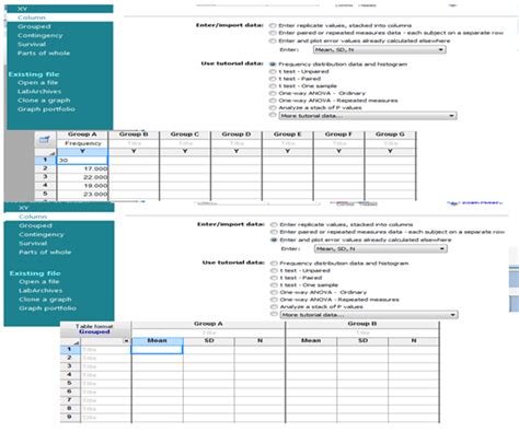 Selecting Models To Import Data For Xy Columns And Grouped Tables In