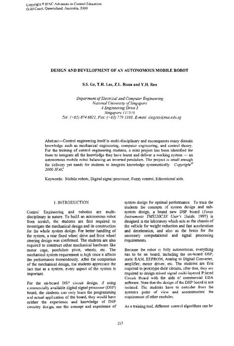 pdf design and development of an autonomous mobile robot