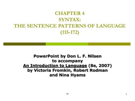 Ppt Chapter 4 Syntax The Sentence Patterns Of Language 115 172