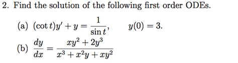 Solved Find The Solution Of The Following First Order Odes