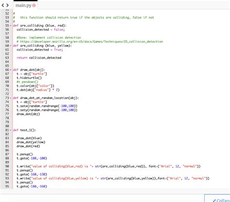 Modify The Arecolliding Function To Implement The