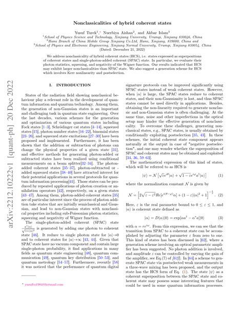 Pdf Nonclassicalities Of Hybrid Coherent States