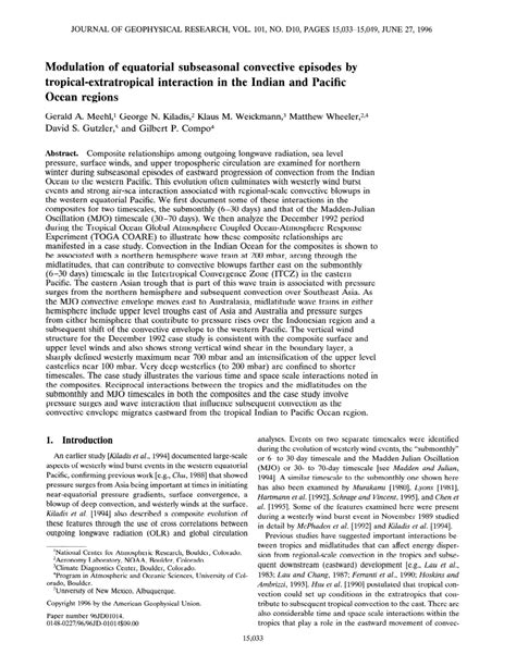 Pdf Modulation Of Equatorial Subseasonal Convective Episodes By Tropical Extratropical