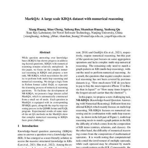Markqa A Large Scale Kbqa Dataset With Numerical Reasoning Acl Anthology