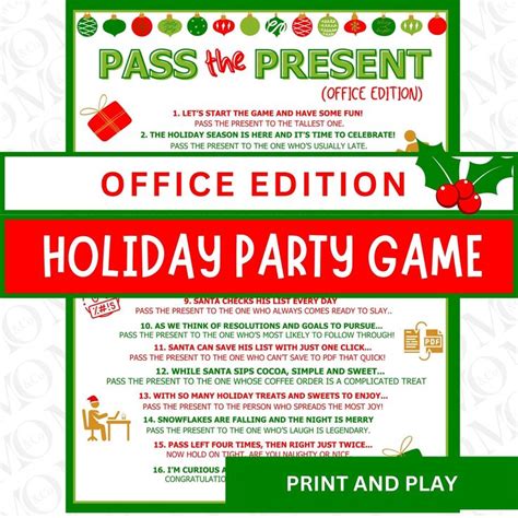 Holiday Pass The Present Office Party Game Christmas Work Party Game