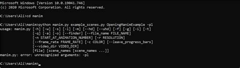 error unrecognized arguments pl · issue 1361 · 3b1b manim · github