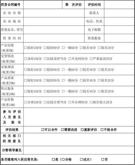 供应商评估表范文八篇 范文118