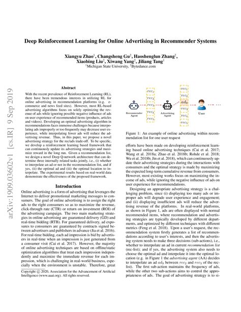 Deep Reinforcement Learning For Online Advertising In Recommender Systems Deepai